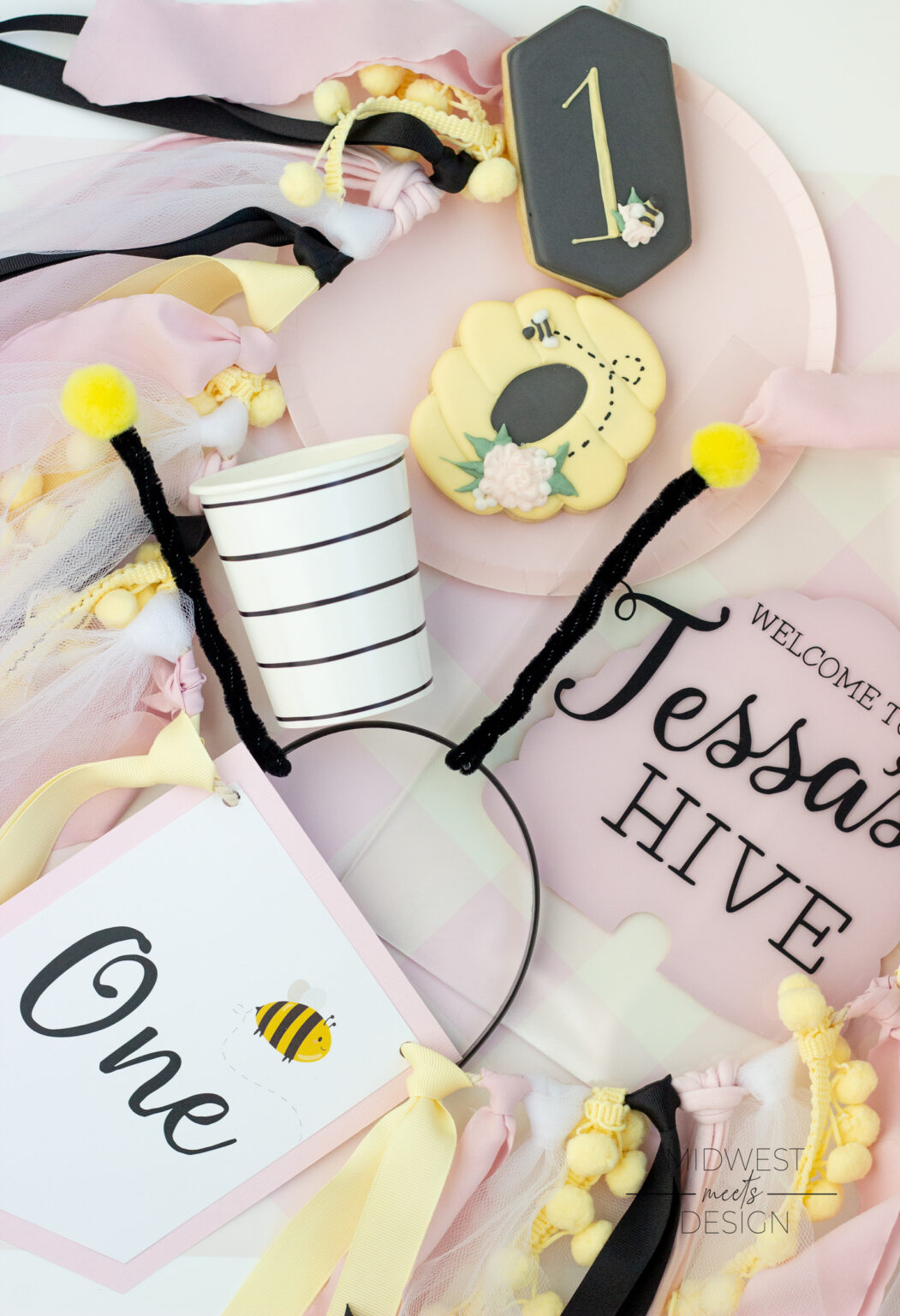 Tessa's Bumble Bee Themed Birthday Party Box - midwestmeetsdesign.com